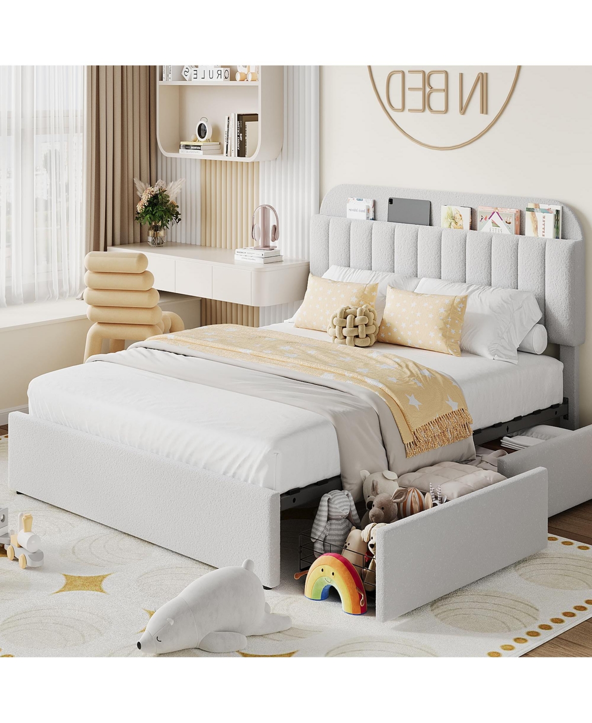 Click here for gaomon Queen Bed Frame with 2 Flexible Drawers and... prices