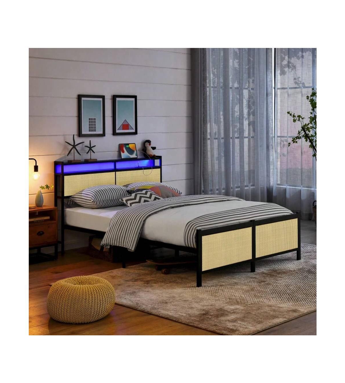 Click here for gaomon Full Size/Queen Size Bed Frame with Rattan... prices
