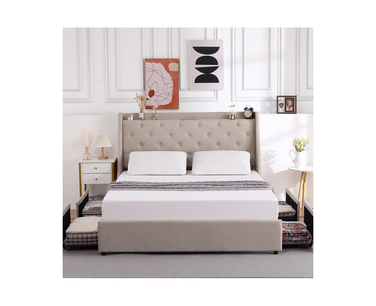 Click here for gaomon Full Bed Frame with Charging Station  Uphol... prices