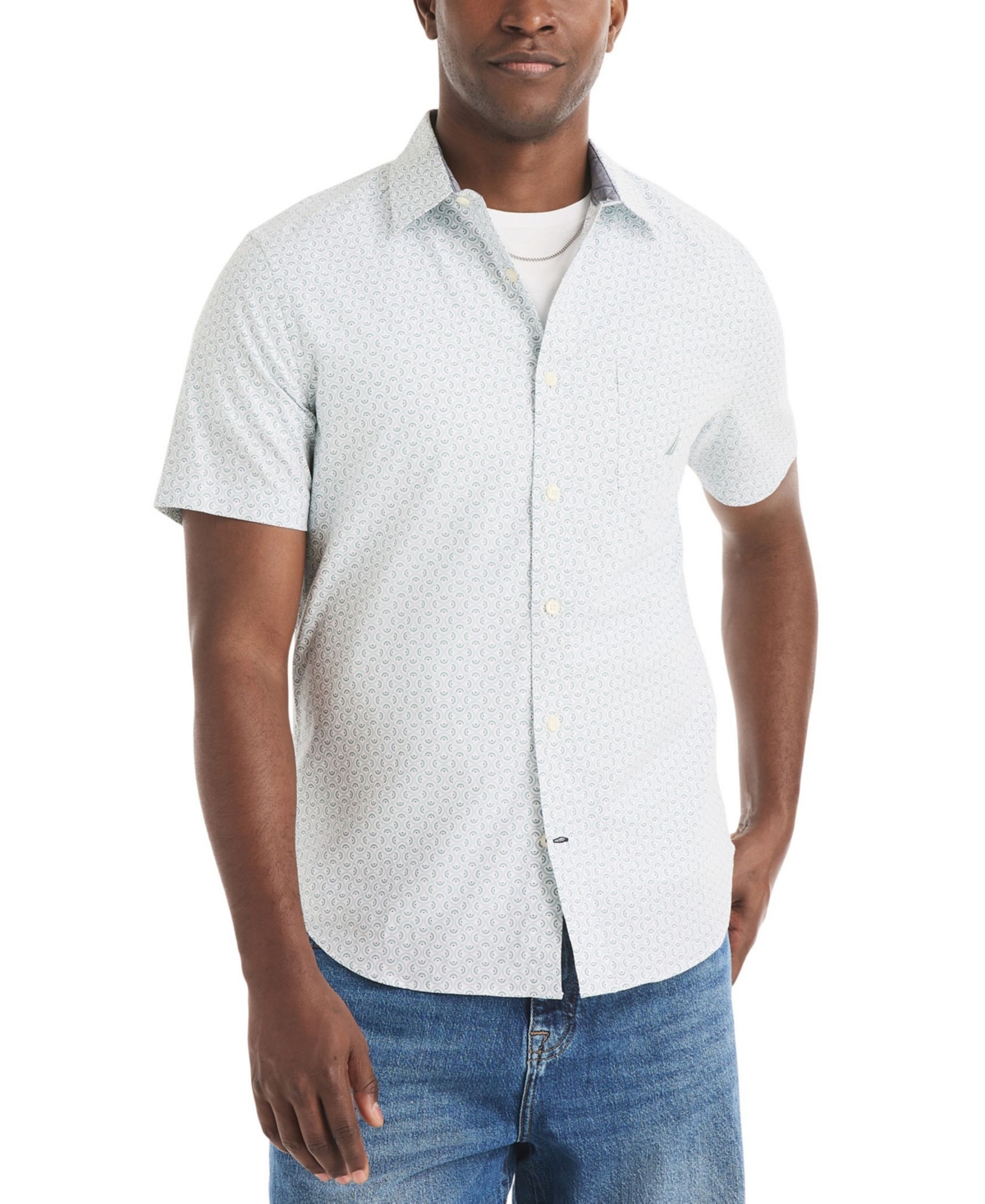 Click here for Nautica Mens Printed Collared Shirt - Light Fern prices