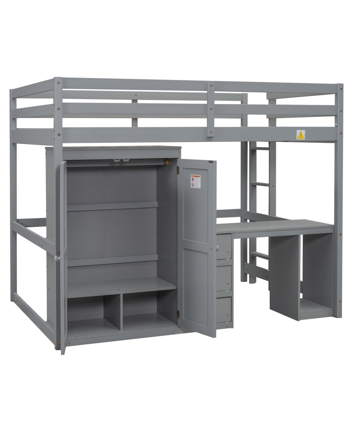 Click here for Boyel Living Full Size Loft Bed with Wardrobe  Des... prices