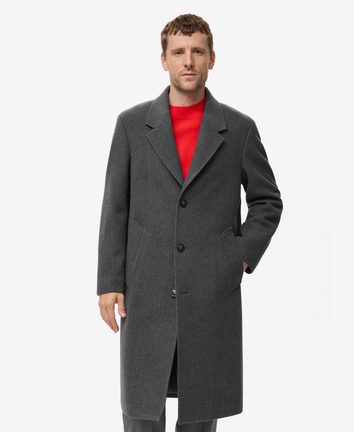 Click here for Mango Mens Long Wool Coat - Gray prices