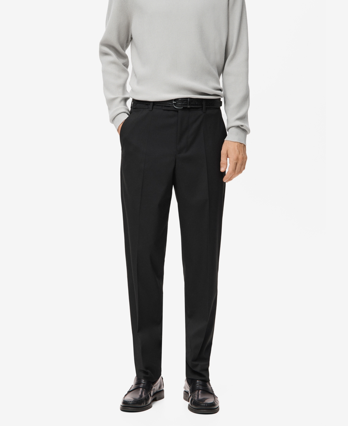Click here for Mango Mens Pleated Straight-Leg Suit Pants - Black prices