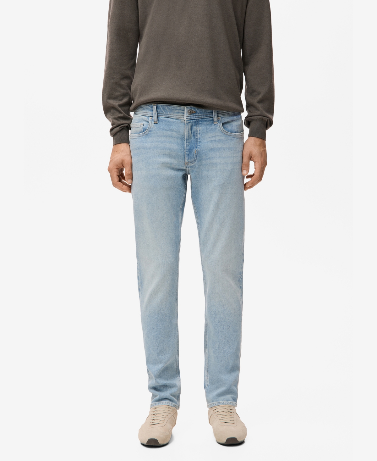 Click here for Mango Mens Jan Slim-Fit Frayed Effect Jeans - Ligh... prices