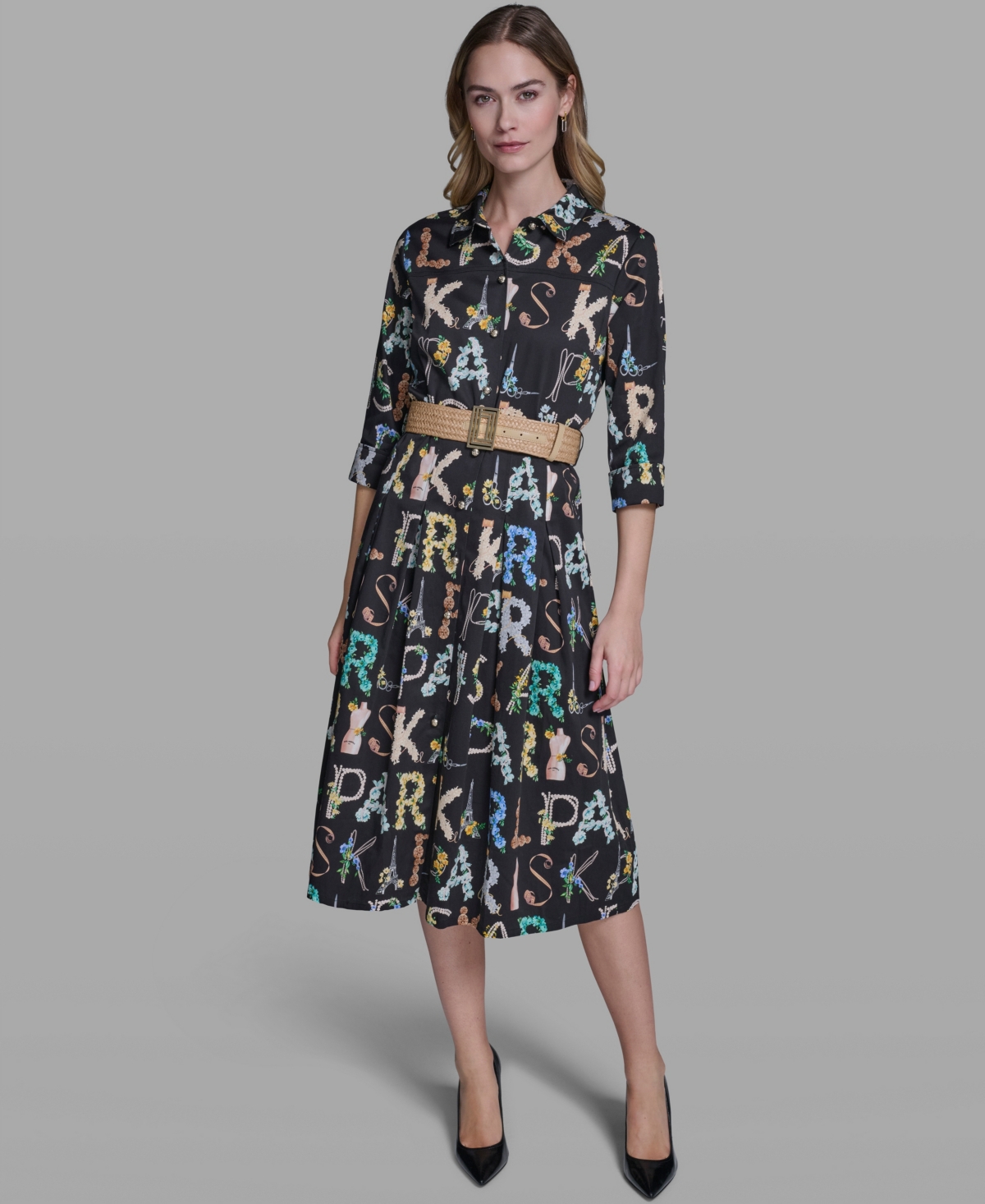 Click here for Karl Lagerfeld Paris Womens Allover Print Belted C... prices