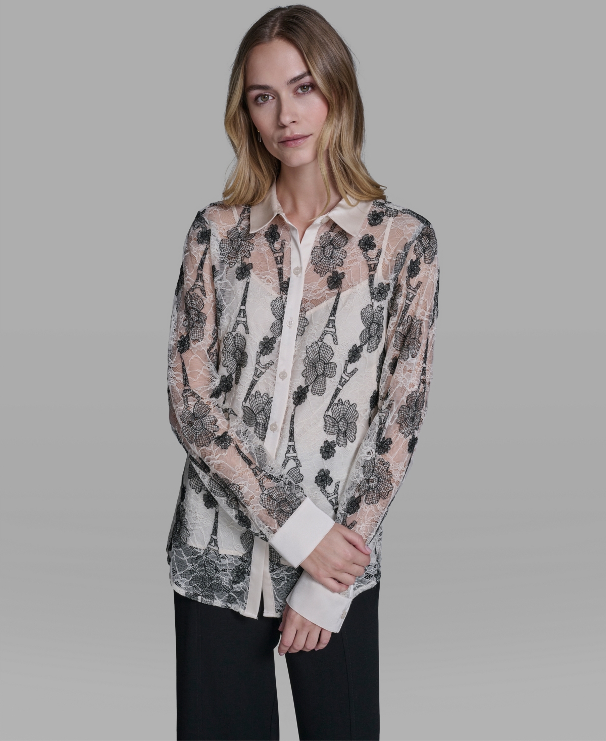 Click here for Karl Lagerfeld Paris Womens Paris Lace Print Colla... prices