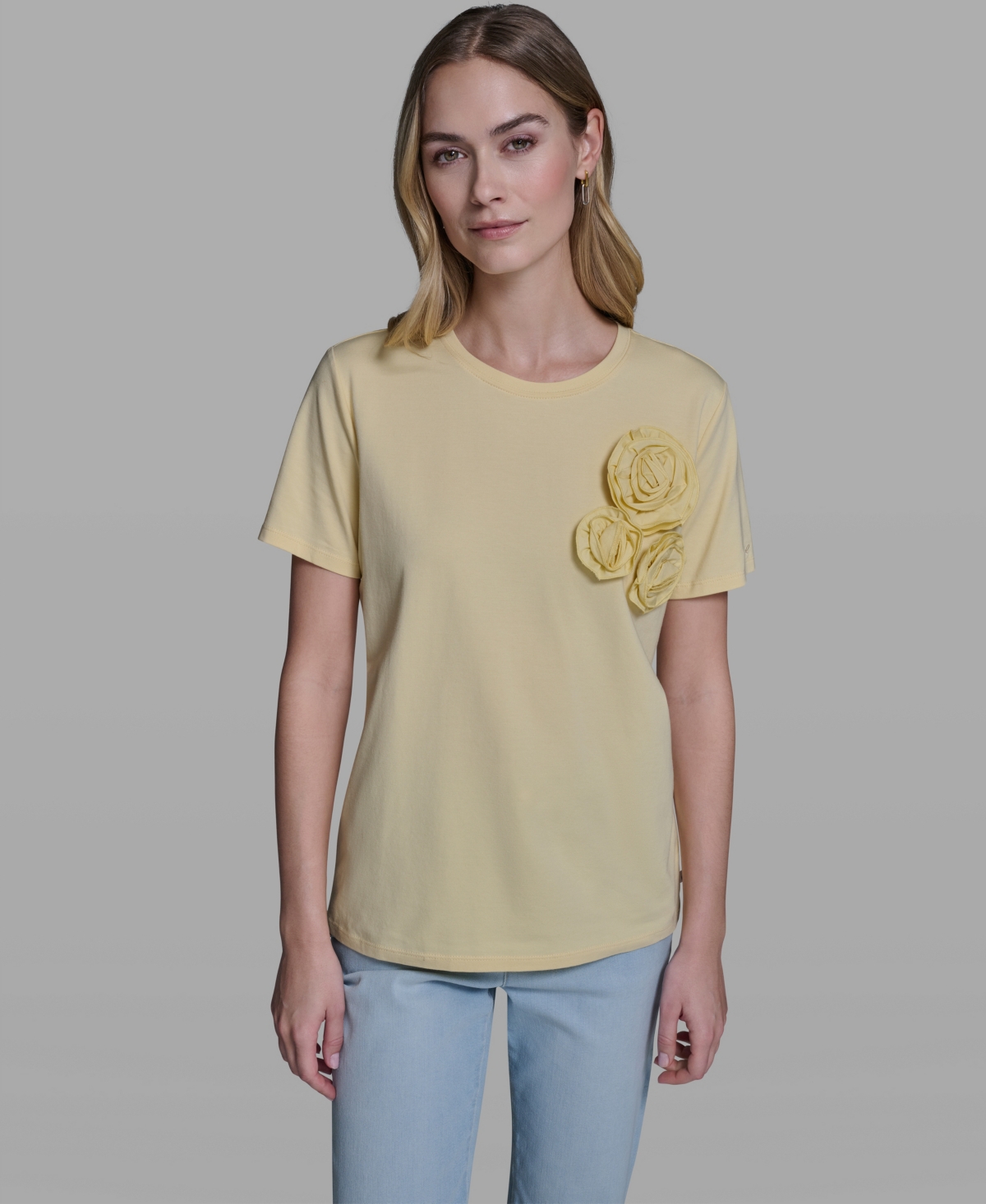 Click here for Karl Lagerfeld Paris Womens Rose Trim Knit Crewnec... prices