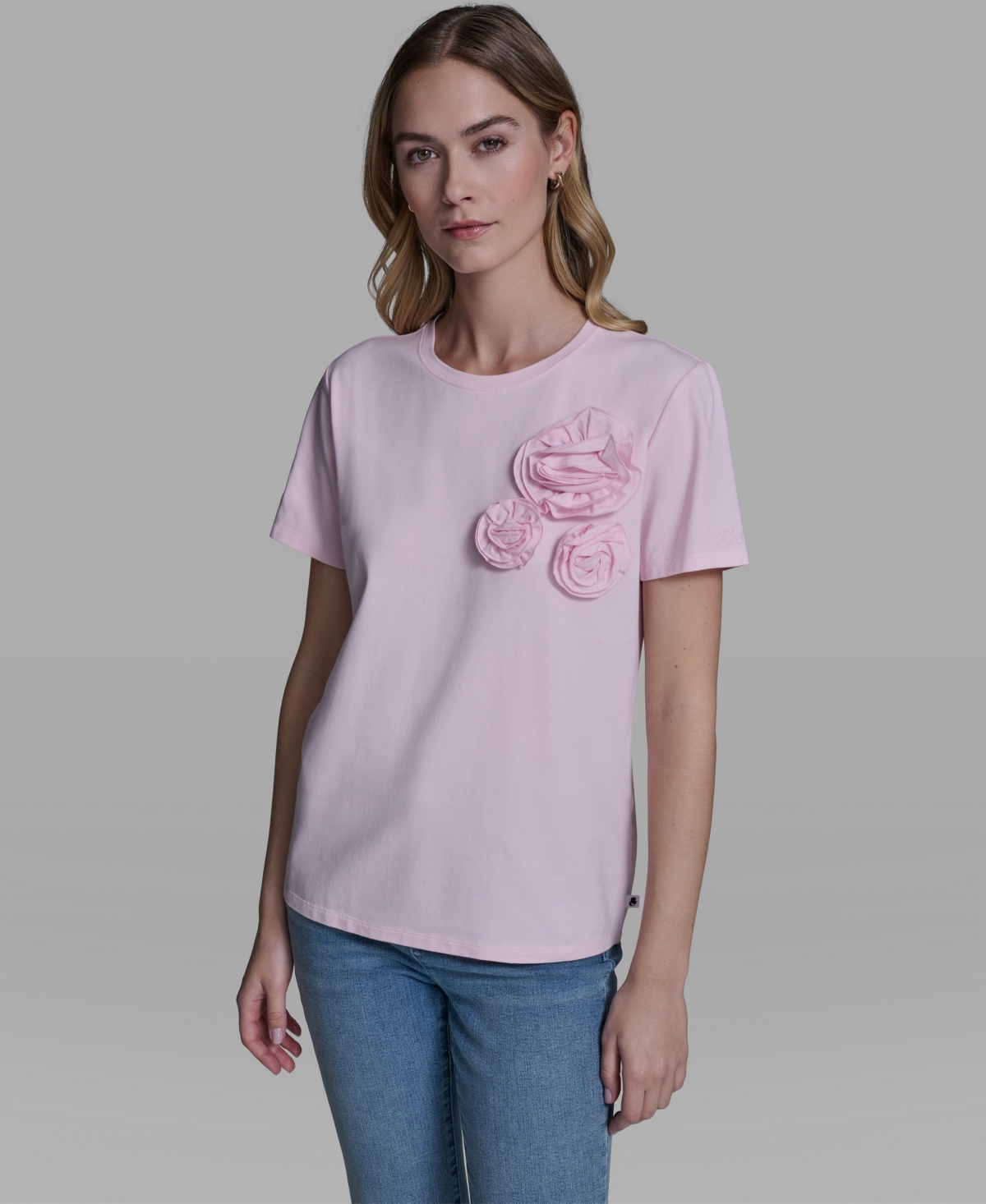 Click here for Karl Lagerfeld Paris Womens Rose Trim Knit Crewnec... prices