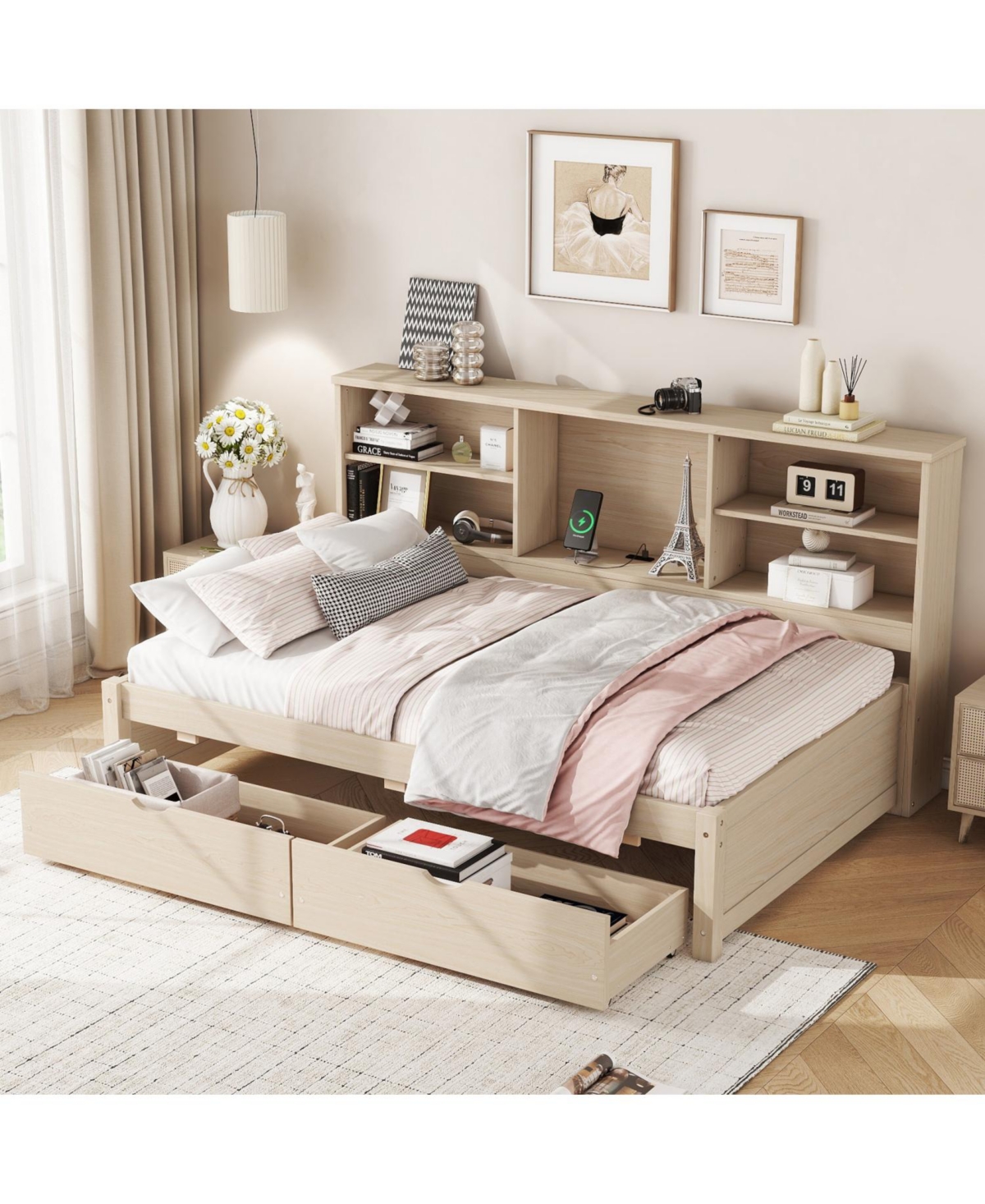 Click here for Streamdale Furniture Twin Size Bed Frame With Side... prices