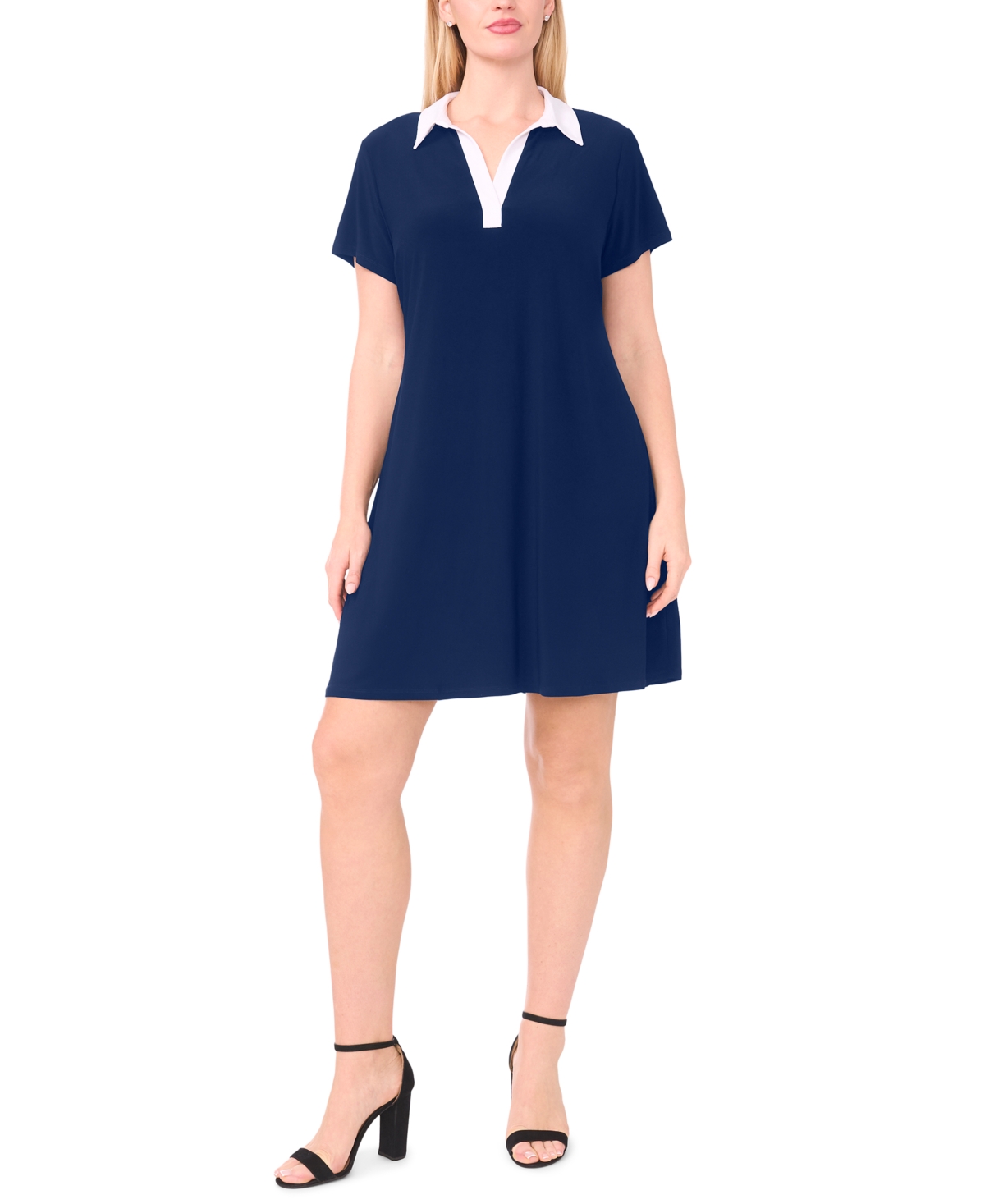 Click here for Msk Plus Size Shirt Collared Shift Dress - Jet Blu... prices