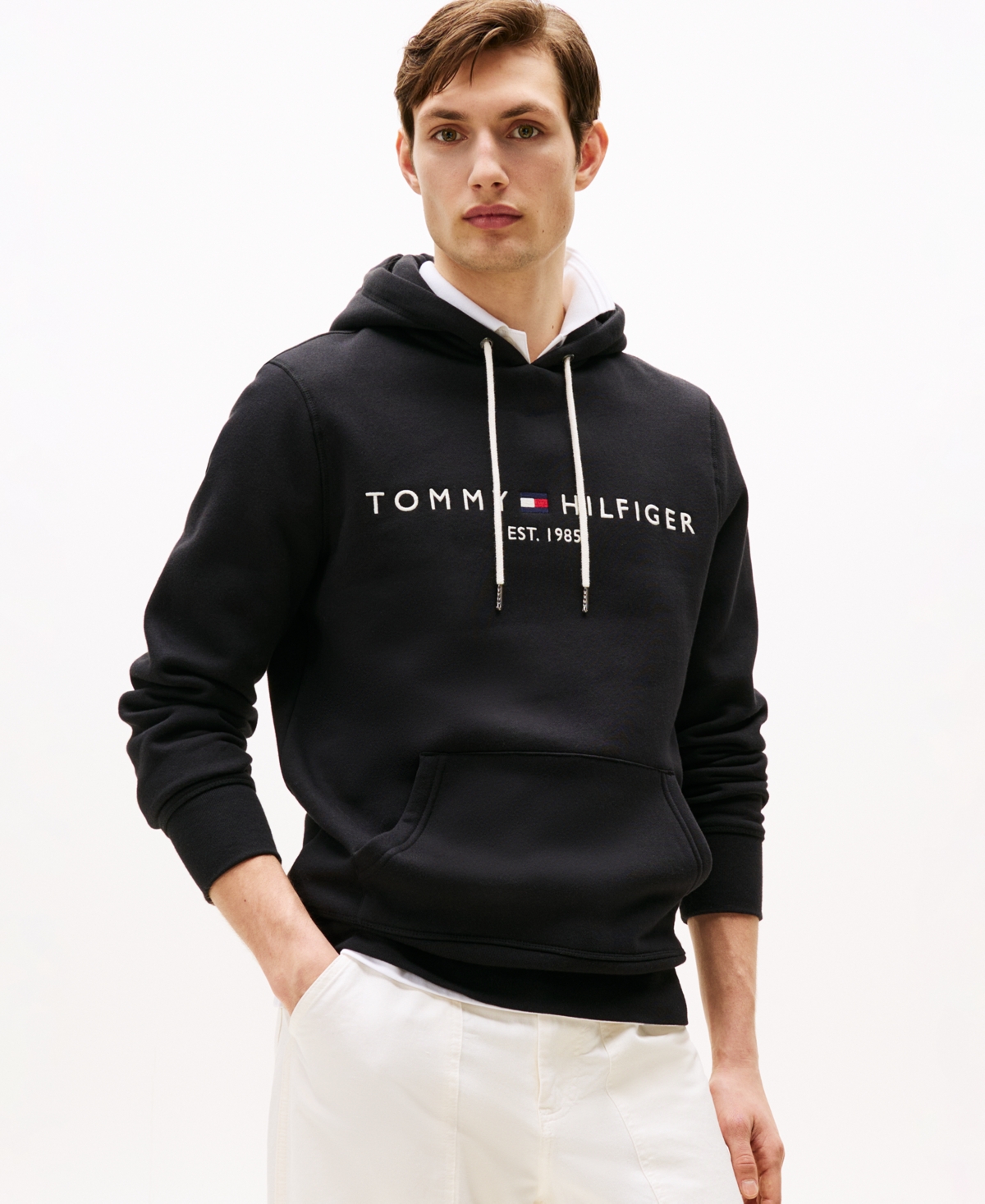 Click here for Tommy Hilfiger Mens Embroidered Logo Hoodie - Jet... prices