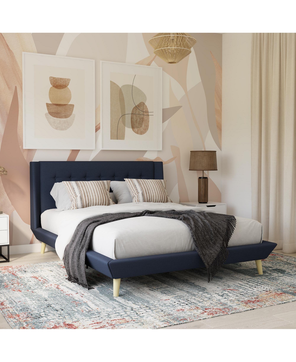 Click here for Lovmor Scandinavian Mid Century Tufted Wingback Be... prices