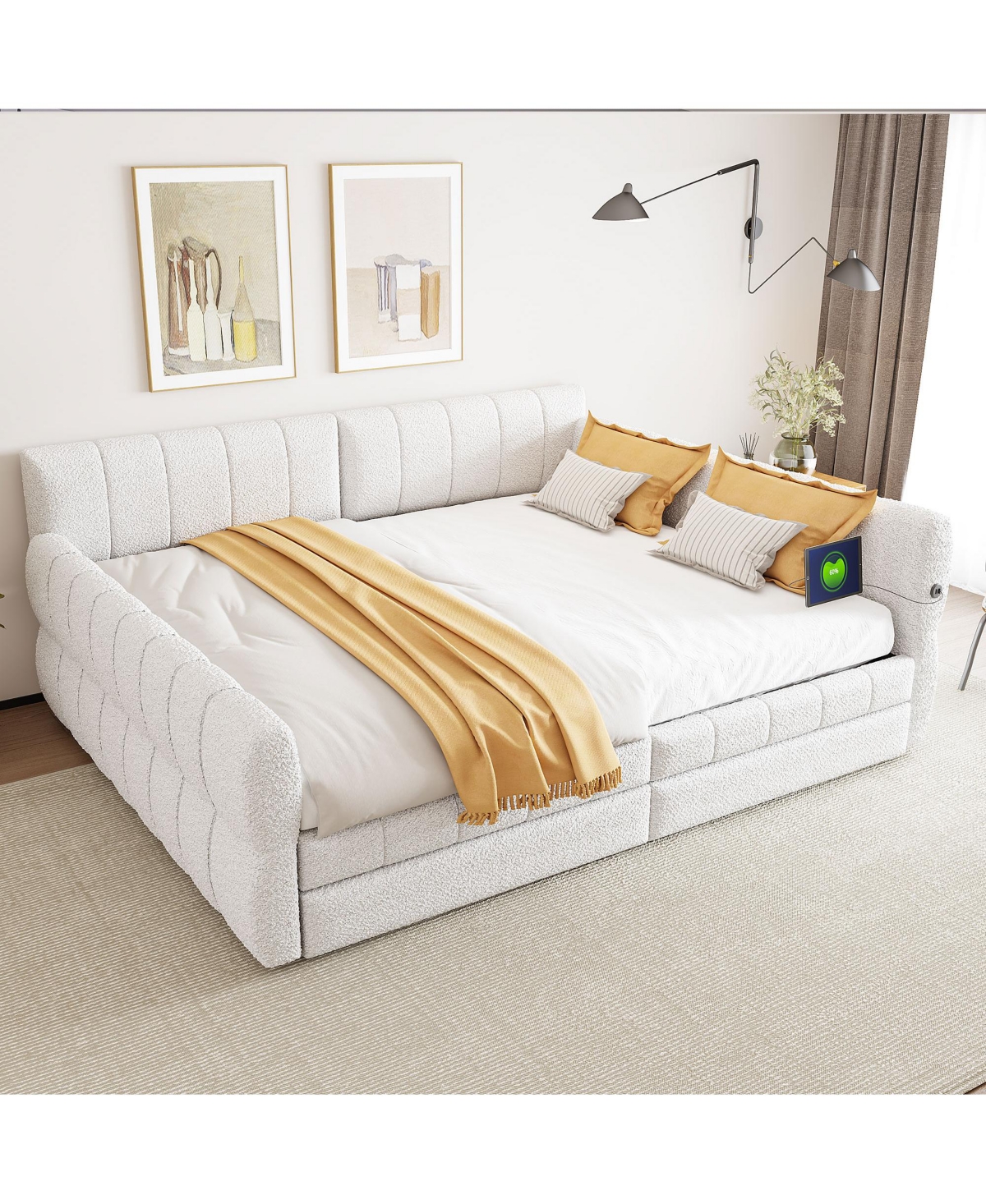 Click here for Lovmor Queen Size Upholstered Platform Bed with Us... prices