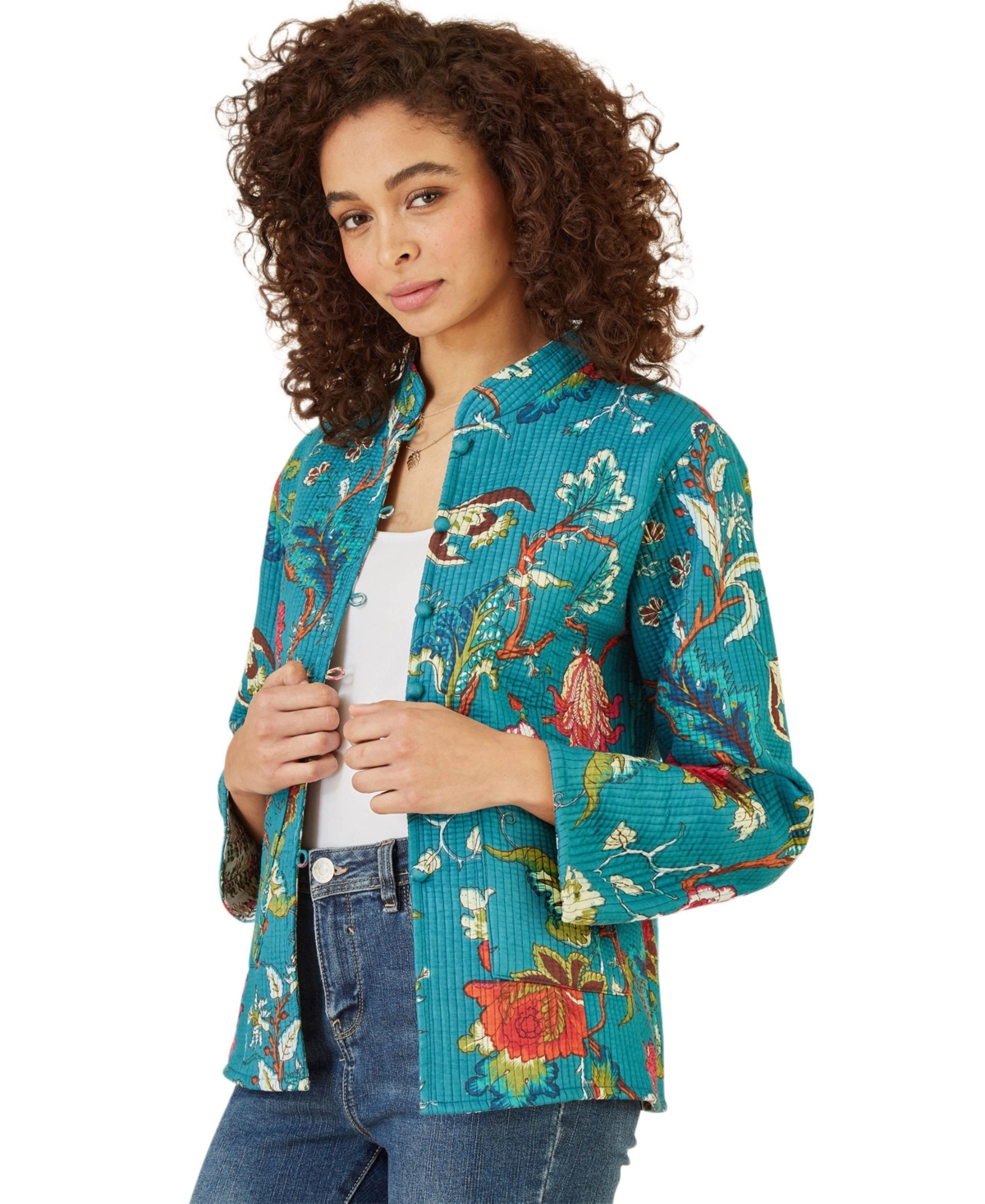 Click here for Yumi Womens Floral Reversible Cotton Quilted Jacke... prices