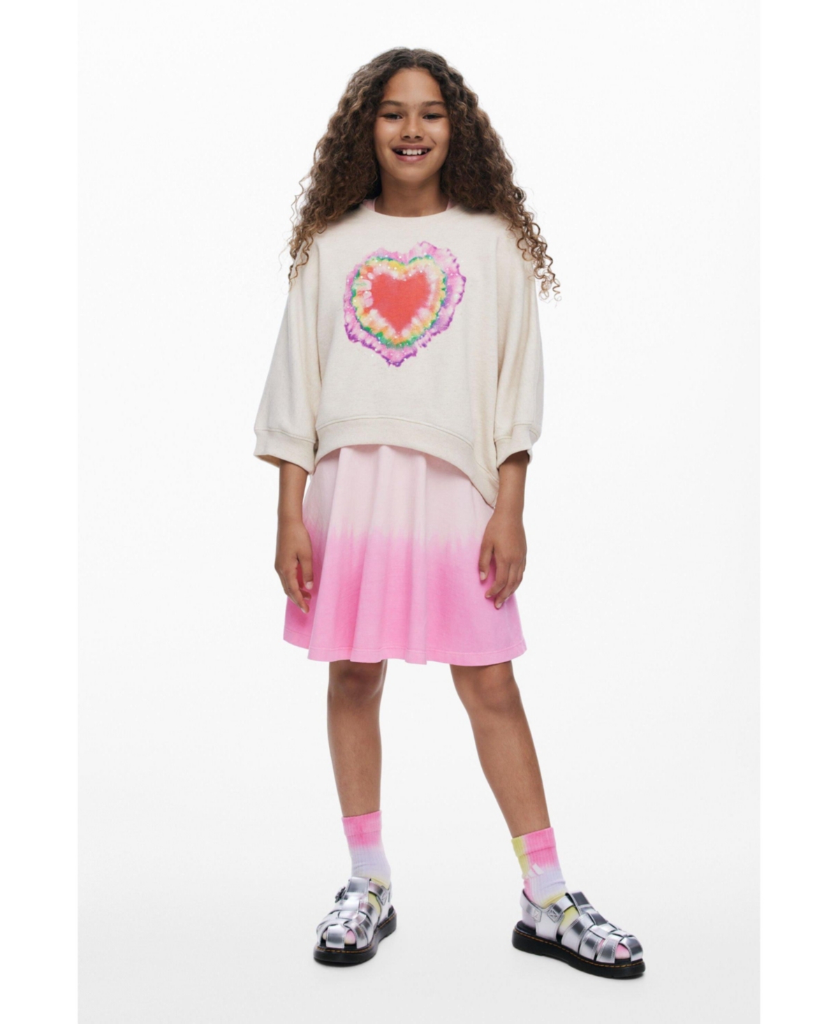 Click here for Desigual Girls Girlss 2-in-1 heart dress - Off whi... prices