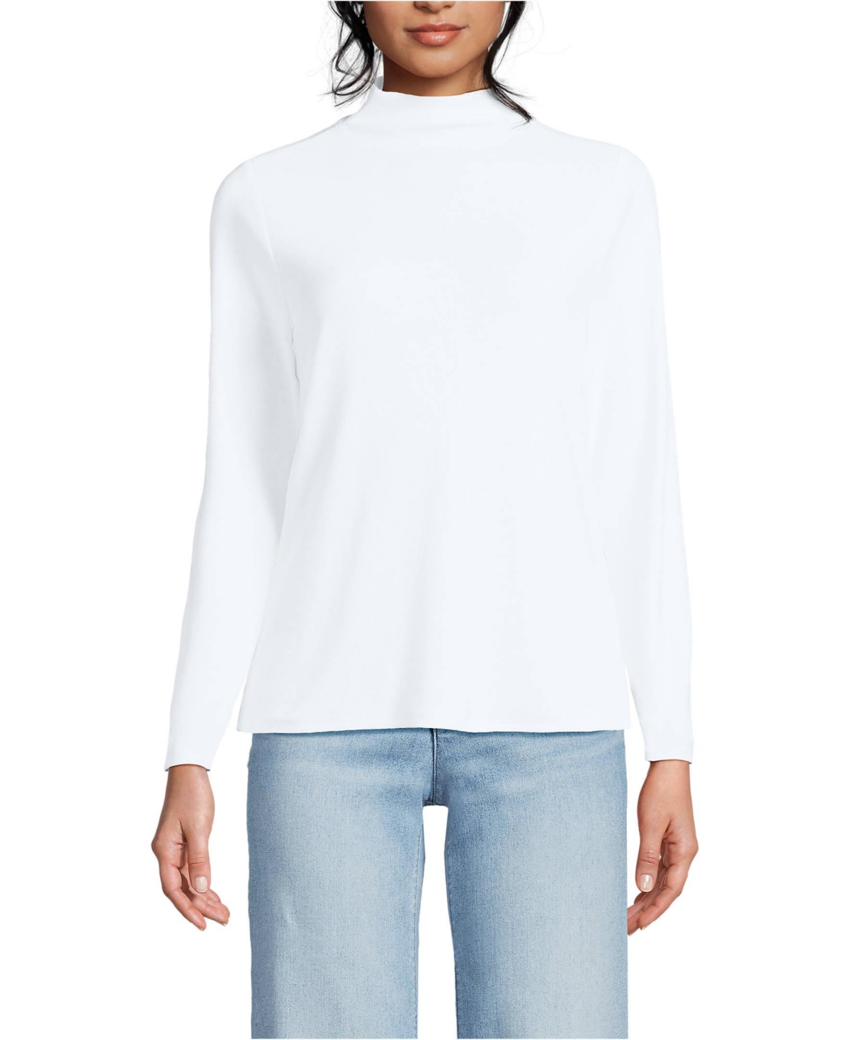 Click here for Lands End Womens Drapey Rib Skimming Long Sleeve M... prices