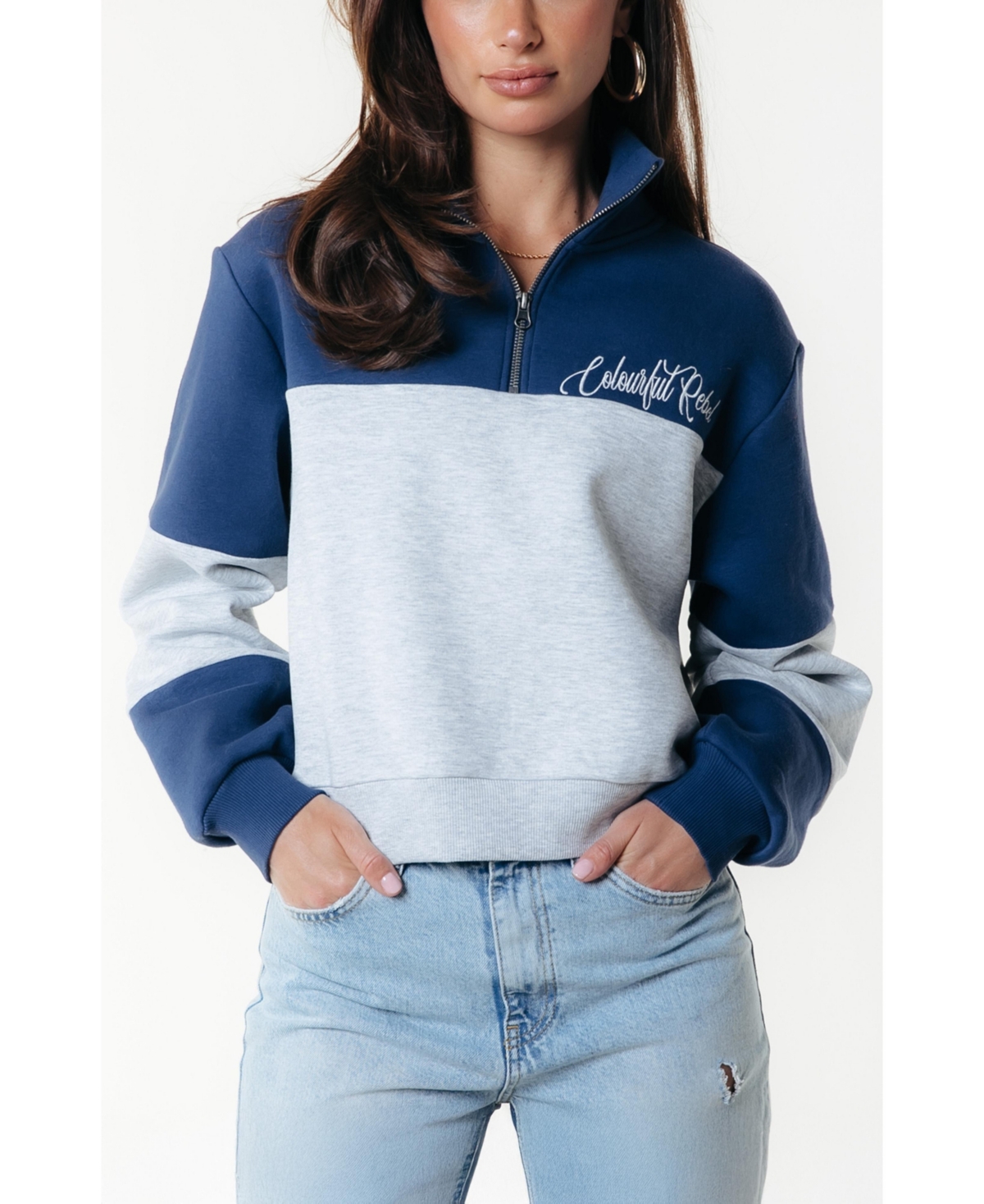 Click here for Colourful Rebel Womens Colourblock Zip Sweat - Dee... prices