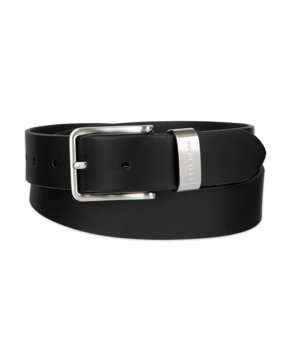 Click here for Cole Haan Mens Metal Loop Silver-Tone Belt - Black prices