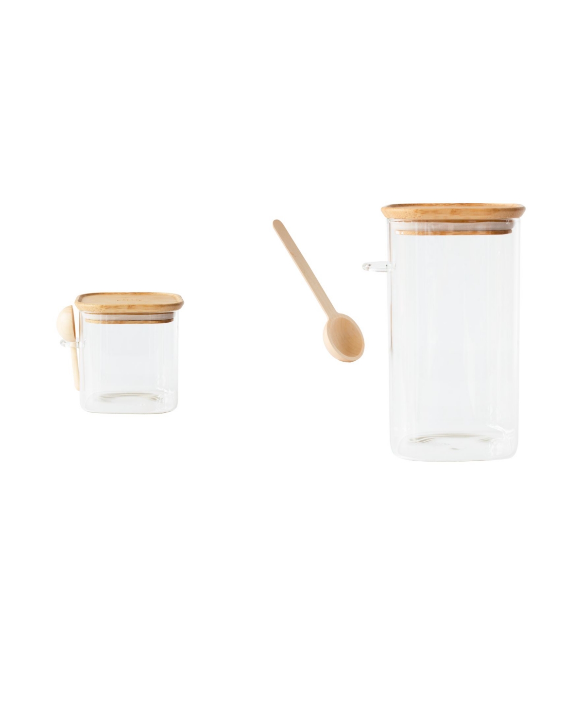Click here for Pebbly Square Glass Bamboo Canisters with Scoop  S... prices