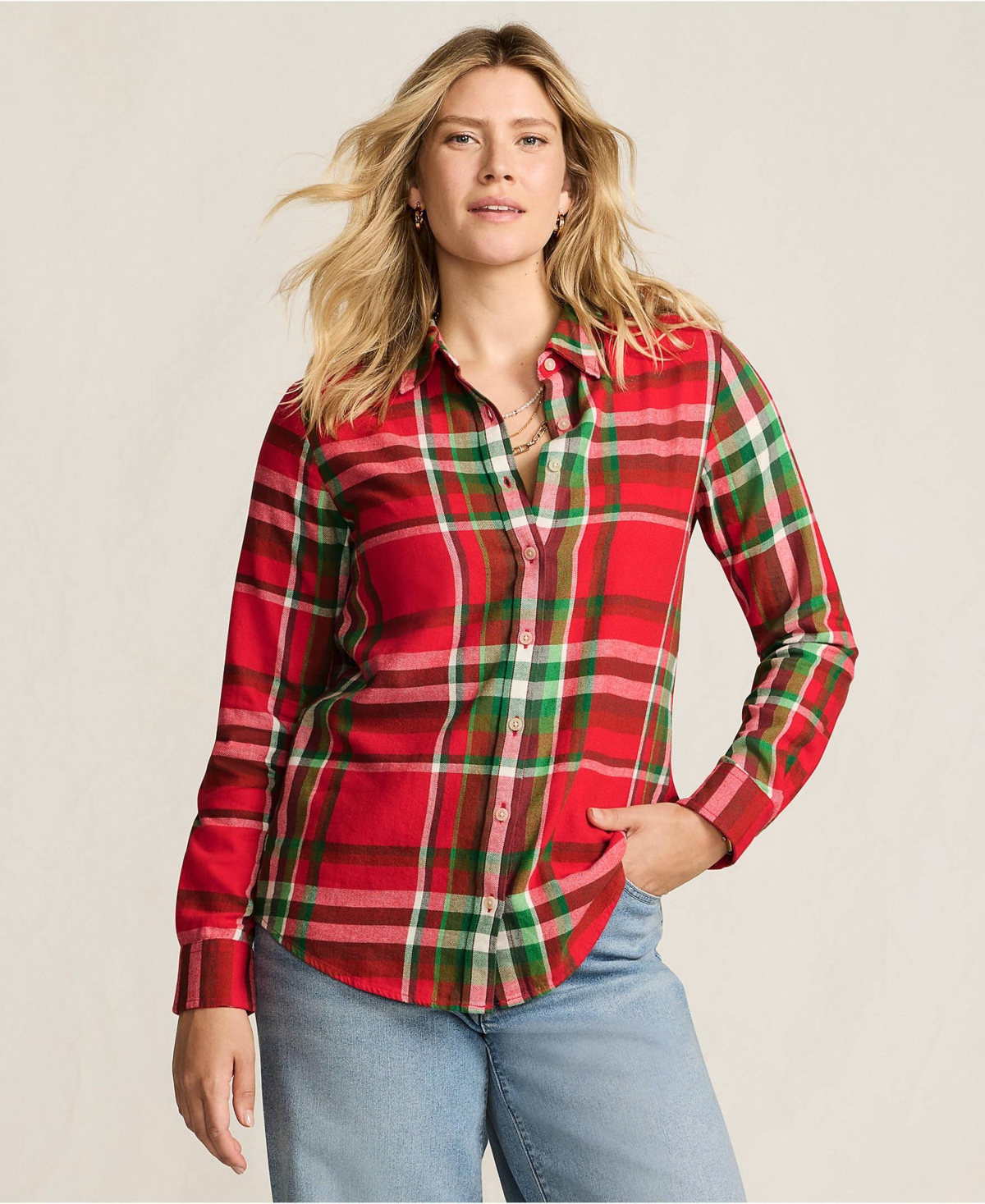 Click here for Lands End Womens Petite Flannel Boyfriend Fit Long... prices