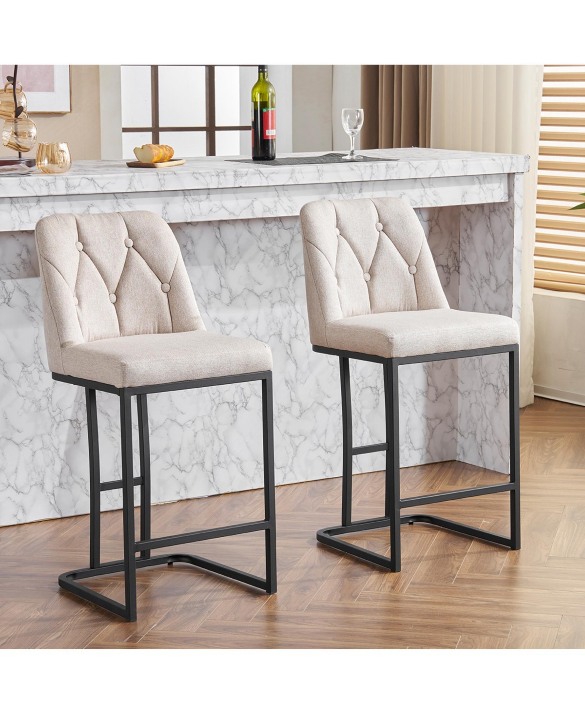 Click here for Streamdale Modern Upholstered Bar Stool  Set of 2... prices