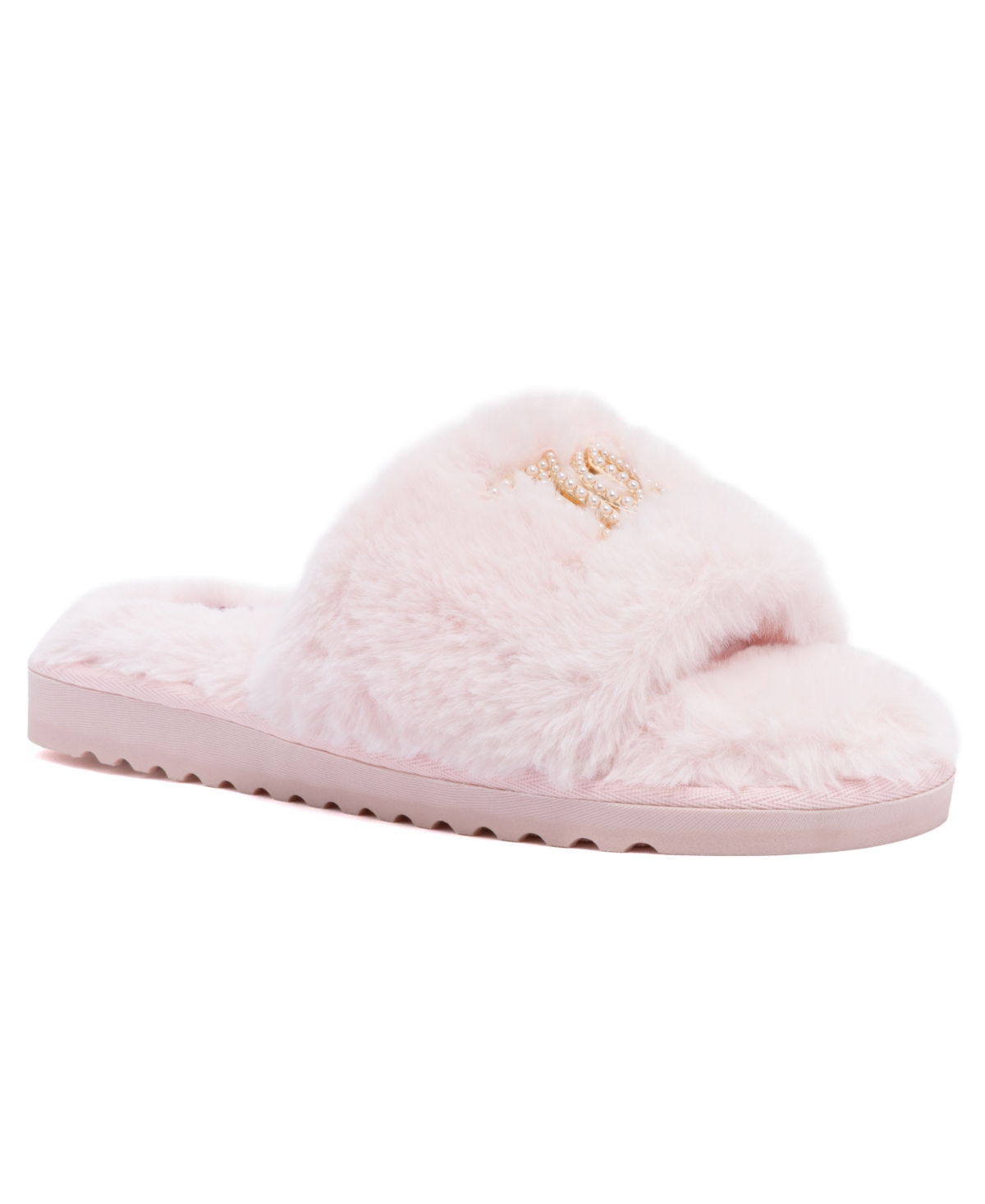 Click here for Juicy Couture Womens Herin Plush Logo Slippers - B... prices