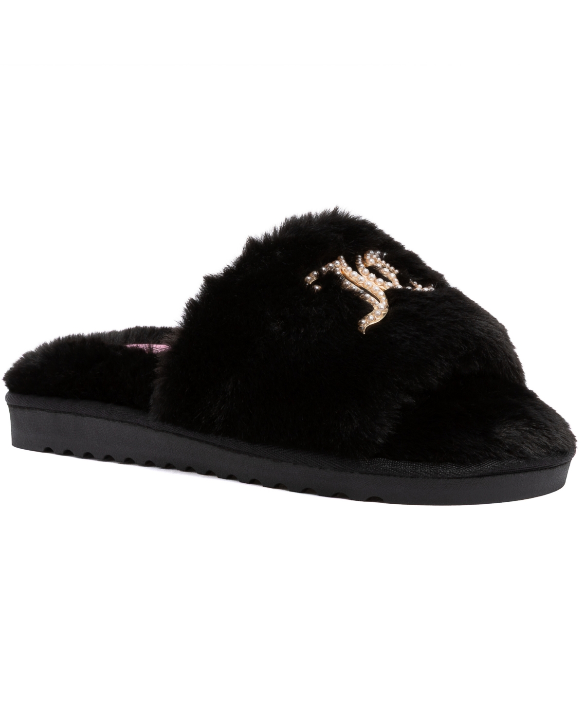 Click here for Juicy Couture Womens Herin Plush Logo Slippers - B... prices