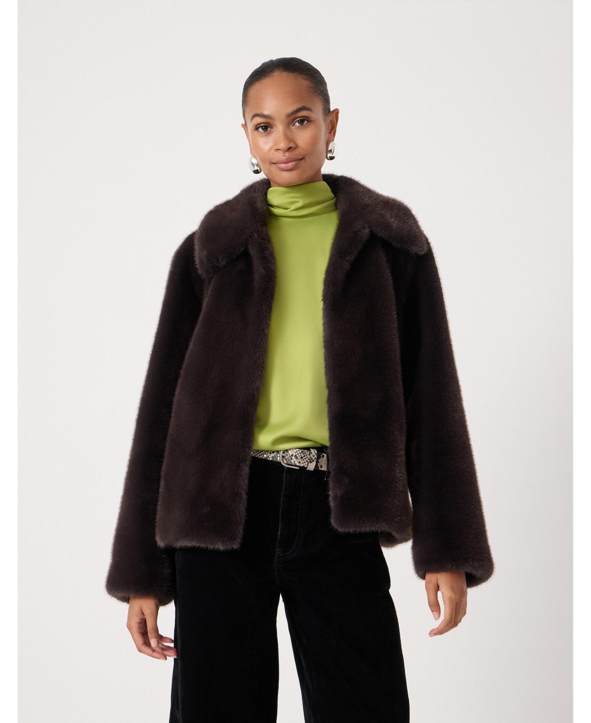 Click here for Hush Womens Freya Faux Fur Coat - Chocolate brown prices