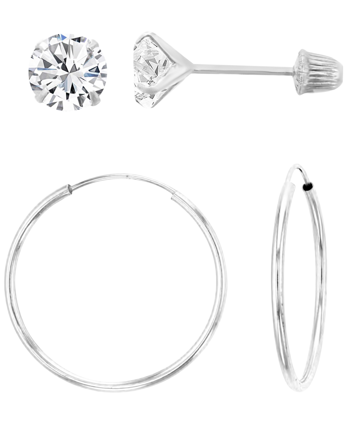 Click here for Macys 2-Pc. Solitaire Ball Stud And Hoop Earrings... prices