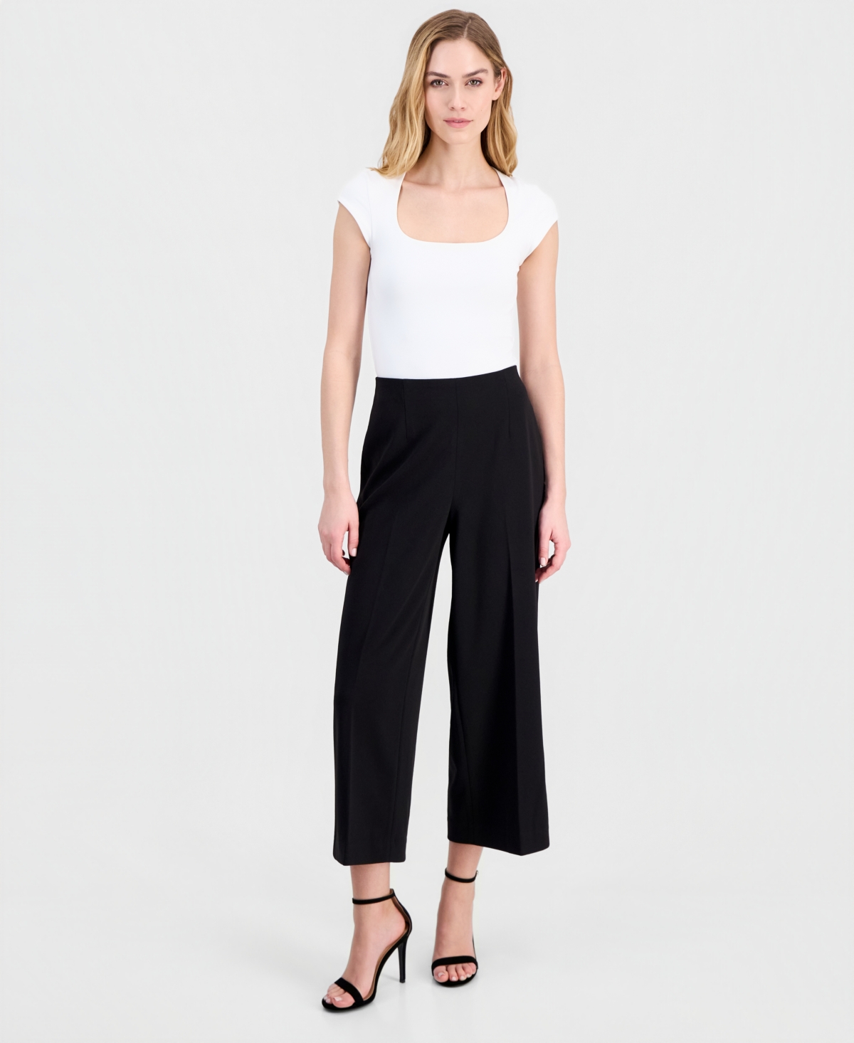 Click here for Anne Klein Womens High-Rise Cropped Wide-Leg Pants... prices