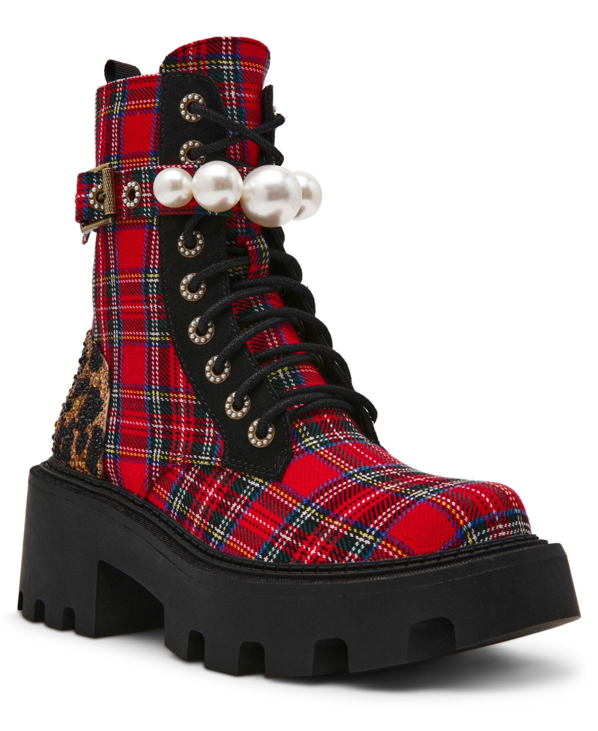 Click here for Betsey Johnson Womens Jonnie Embellished Combat Bo... prices