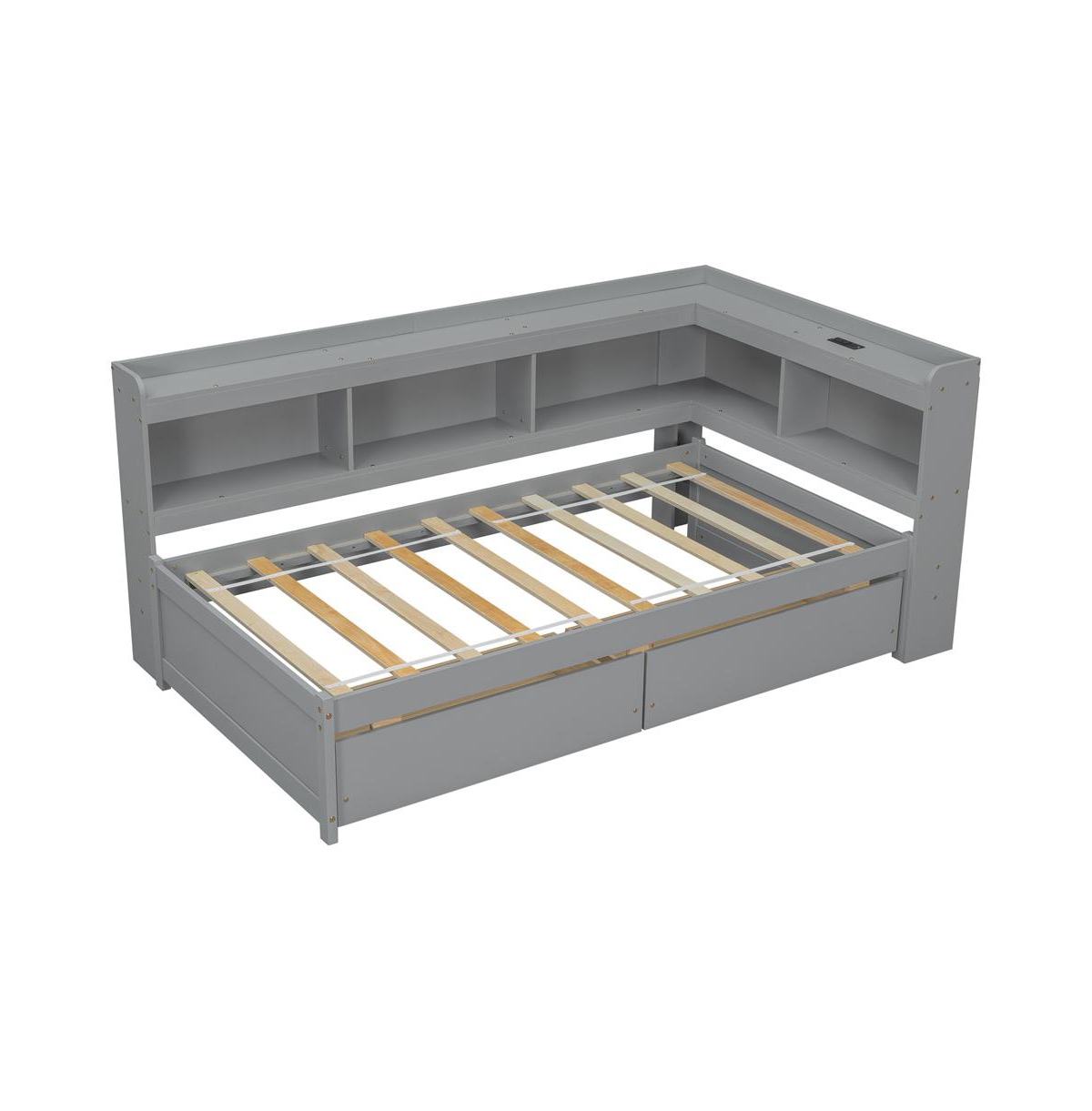 Click here for Cesicia Twin L-Shaped Bookcase Bed 2 Storage Drawe... prices