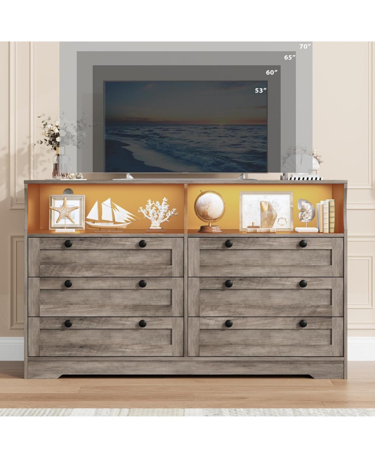 Click here for gaomon 6-Drawer Modern Dresser with Power Outlet &... prices