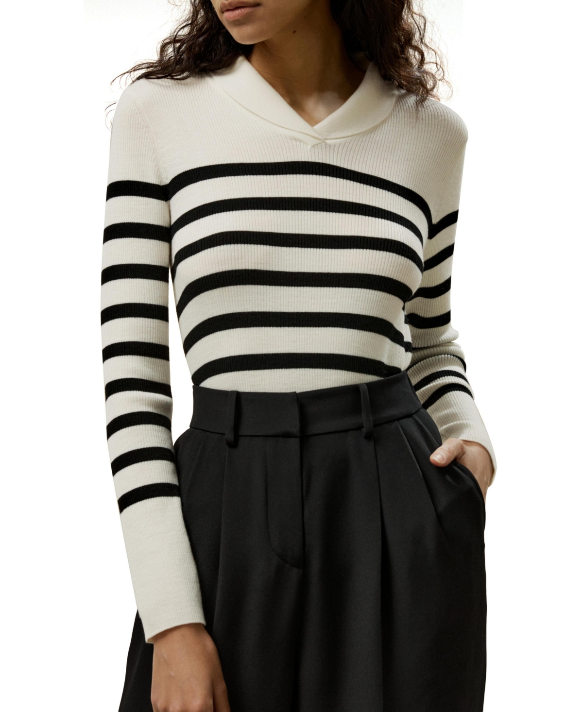 Click here for Lilysilk Womens Striped Ultra-fine Merino Wool Swe... prices