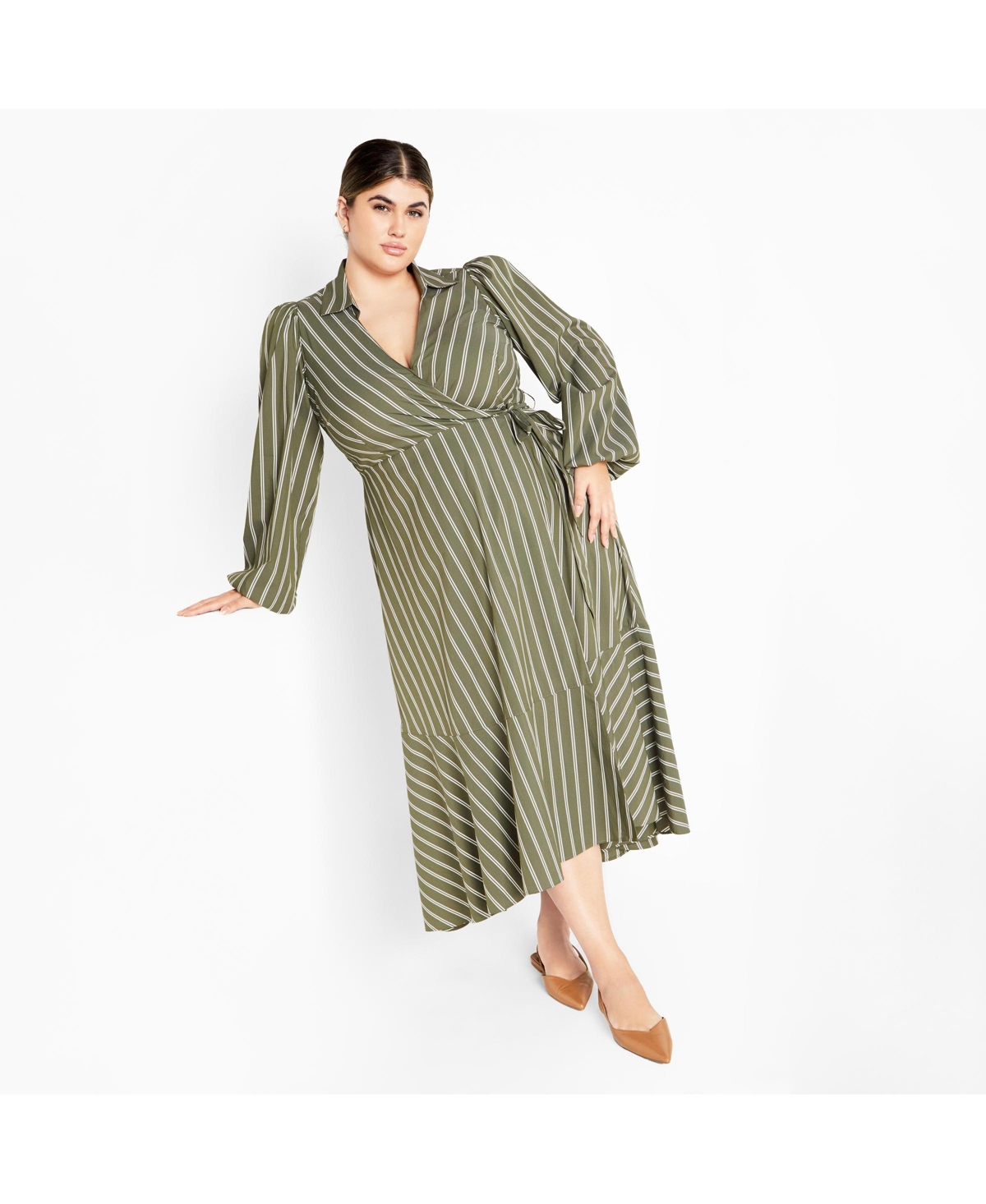 Click here for City Chic Womens Selena Wrap Dress - Olive prices