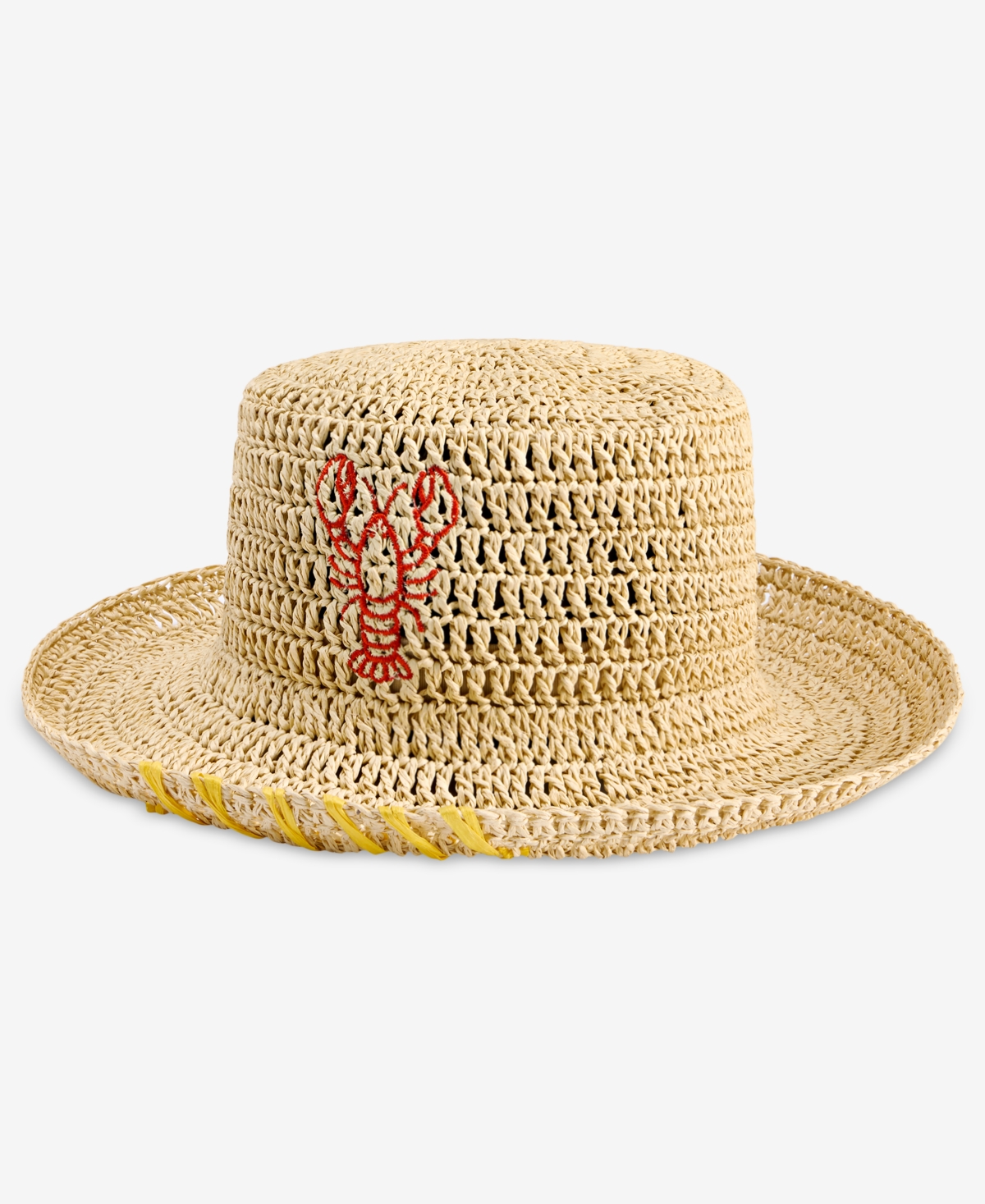 Click here for On 34th Icon Embroidered Crochet Straw Bucket Hat... prices