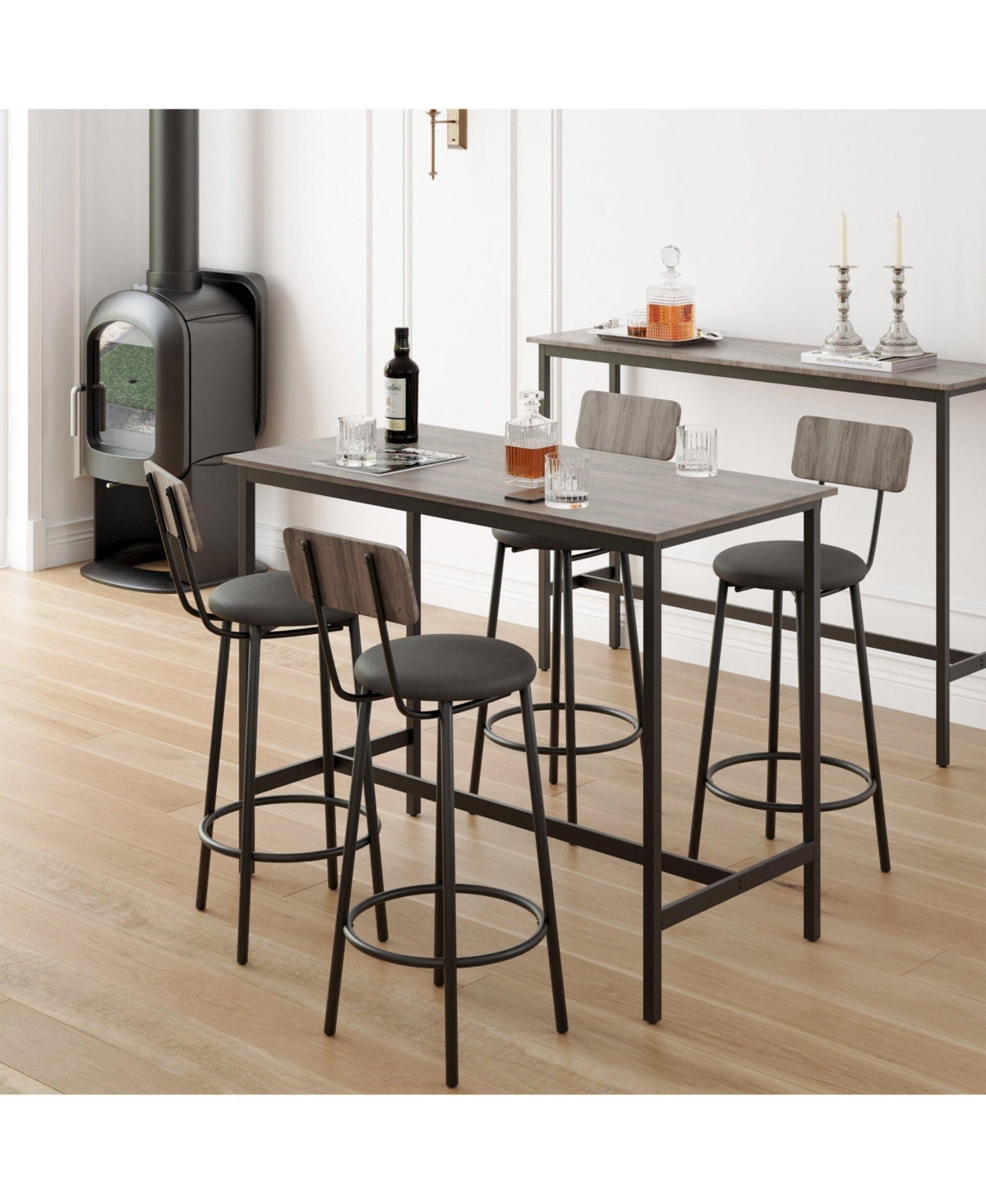 Click here for Clihome Bar Table Set with 4 Bar stools Pu Soft se... prices