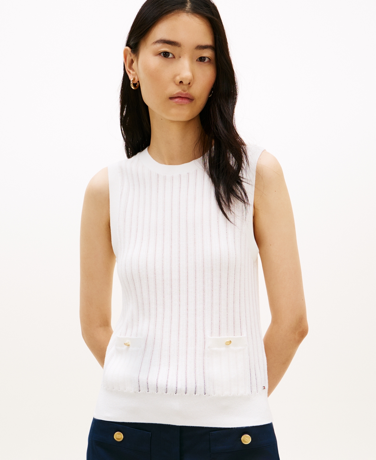 Click here for Tommy Hilfiger Womens Ribbed Tank Sweater - Ecru prices