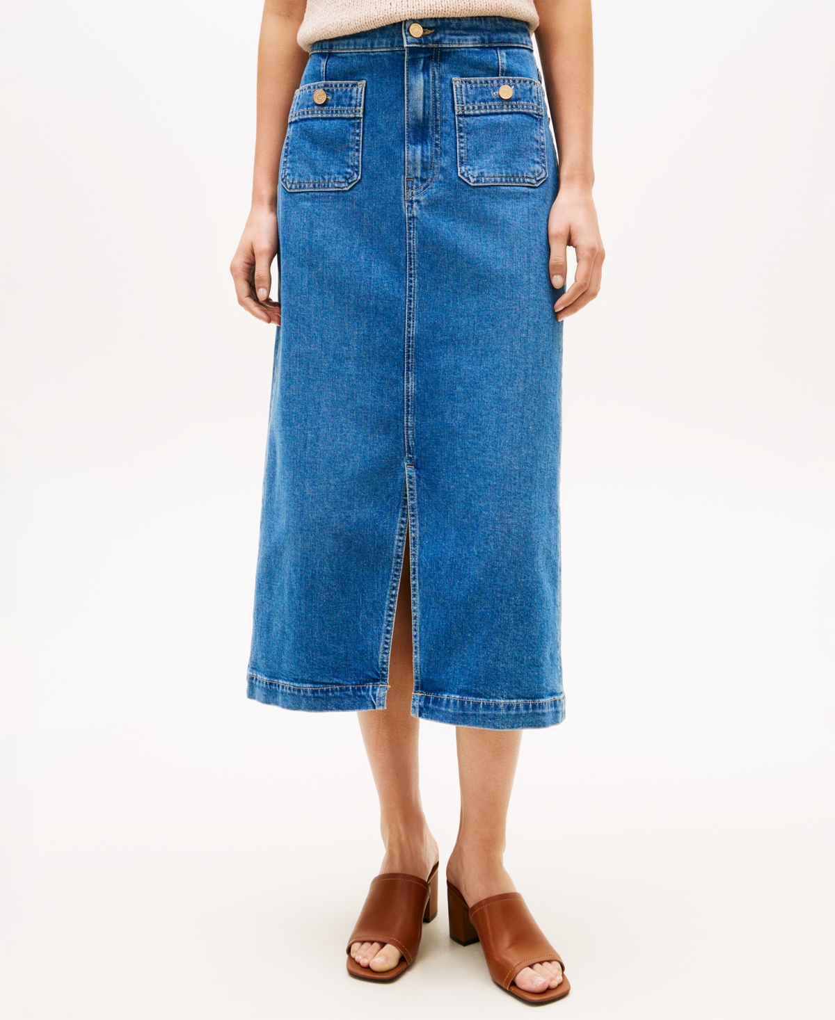 Click here for Tommy Hilfiger Womens Denim Midi Skirt - Blue prices