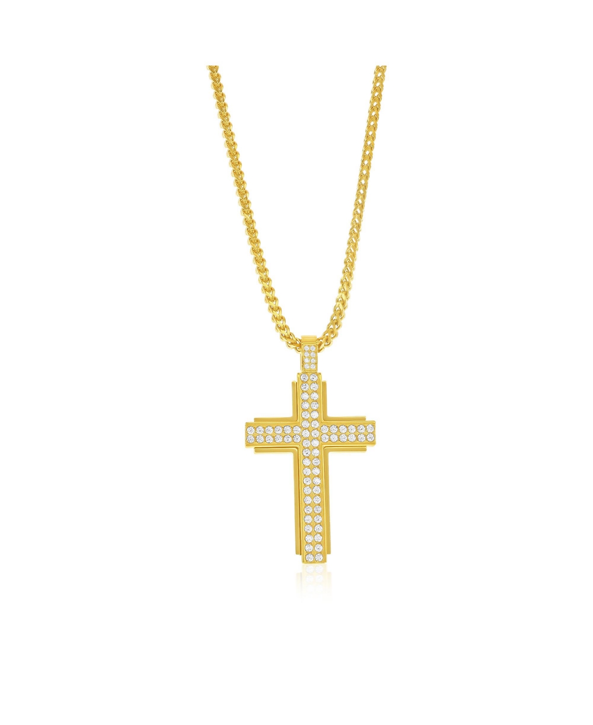 Click here for Metallo Stainless Steel  Cz Cross Necklace - Gold prices