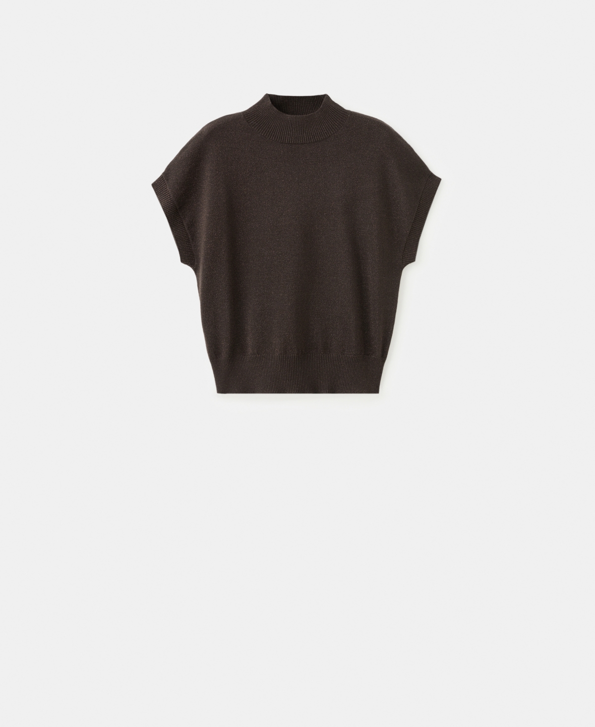 Click here for Mango Womens Short-Sleeved Lurex Sweater - Chocola... prices