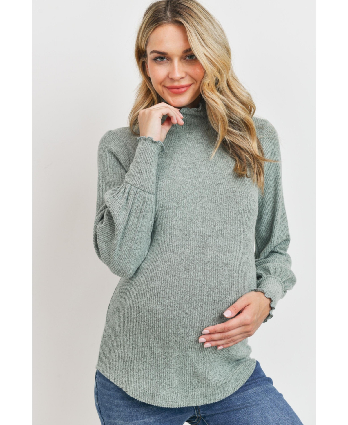 Click here for Hello Miz Maternity Turtleneck Ribbed Knit Long Sl... prices