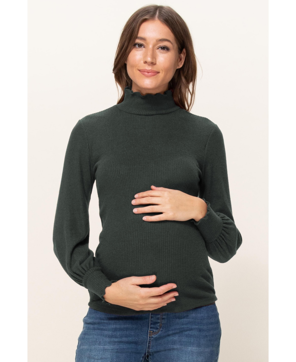 Click here for Hello Miz Maternity Turtleneck Ribbed Knit Long Sl... prices