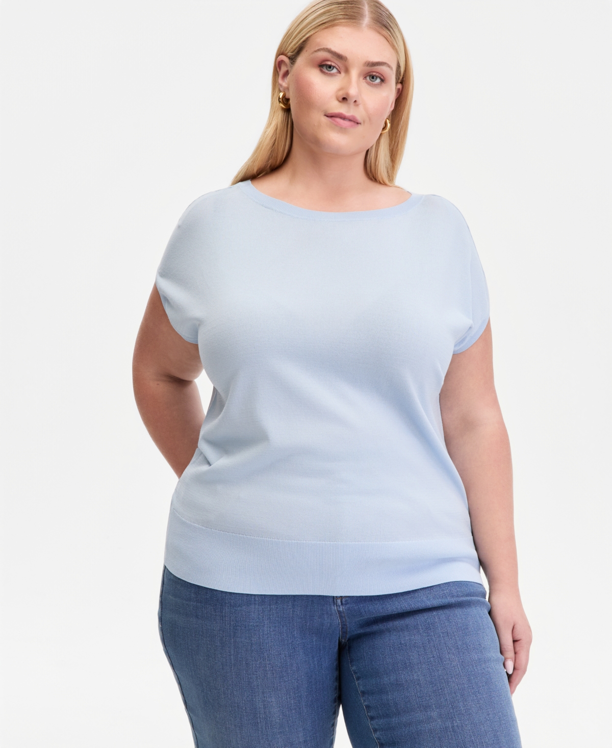 I.n.c. International Concepts Plus Size Dolman-Sleeve Sweater  Macys Exclusive - Bliss Blue