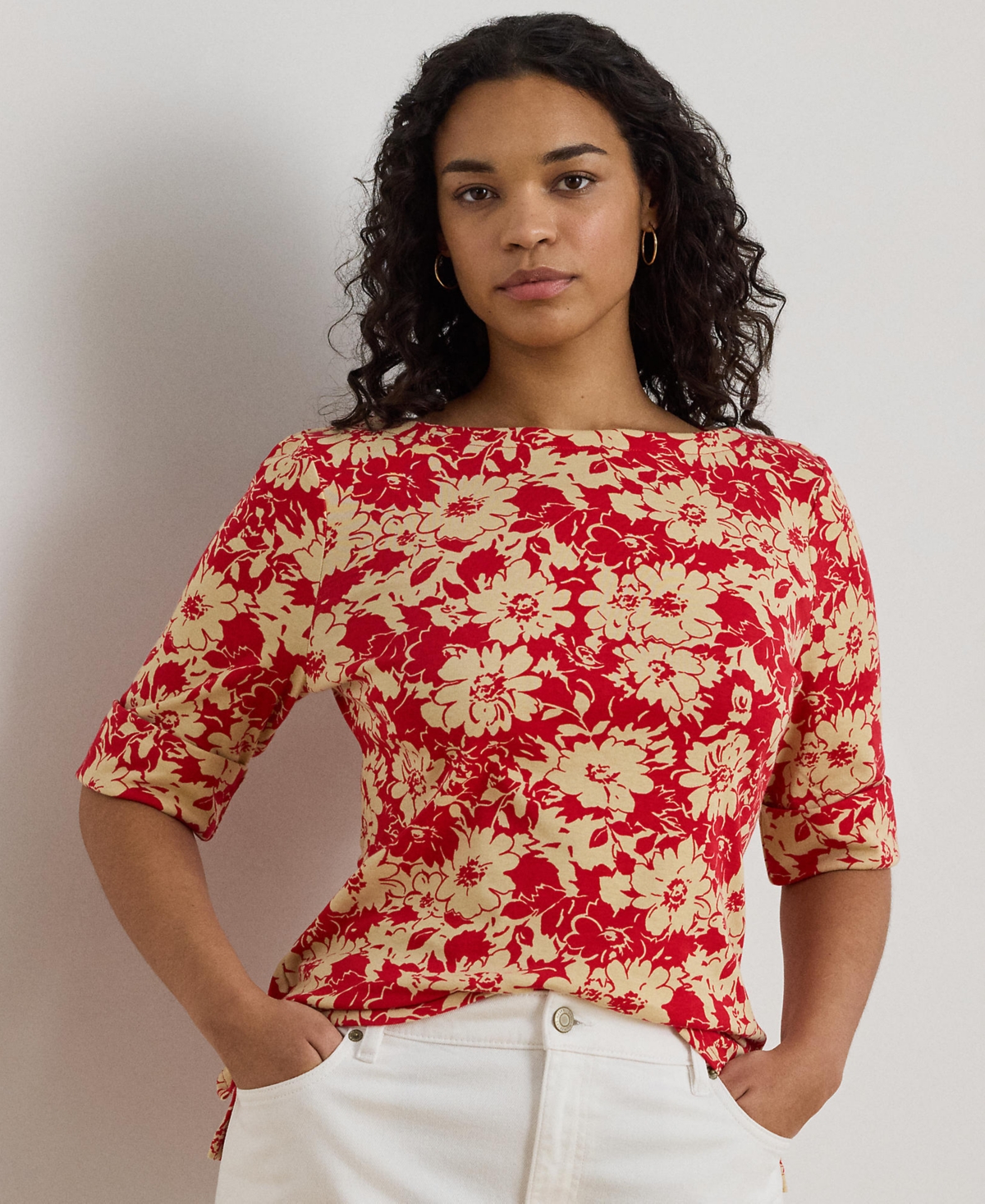 Click here for Lauren Ralph Lauren Plus Size Stretch Boat Neck T-... prices