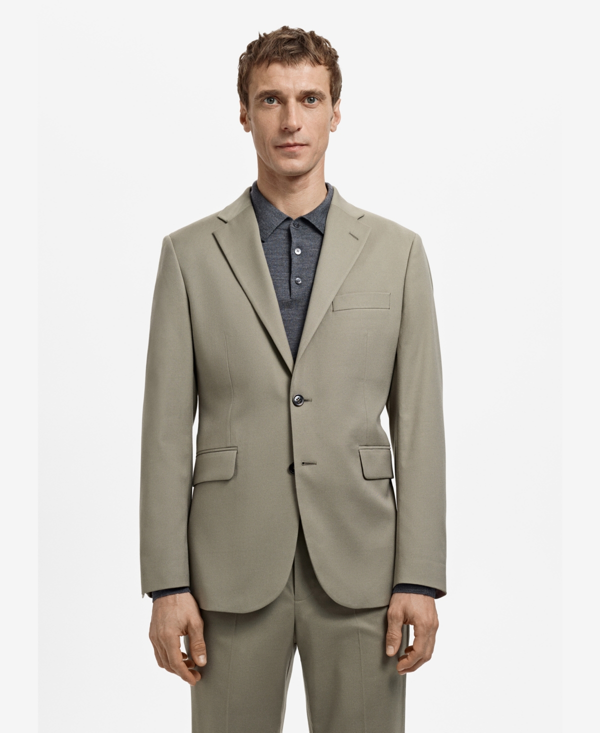 Click here for Mango Mens Milan Slim-Fit Suit Blazer - Mink Gray prices
