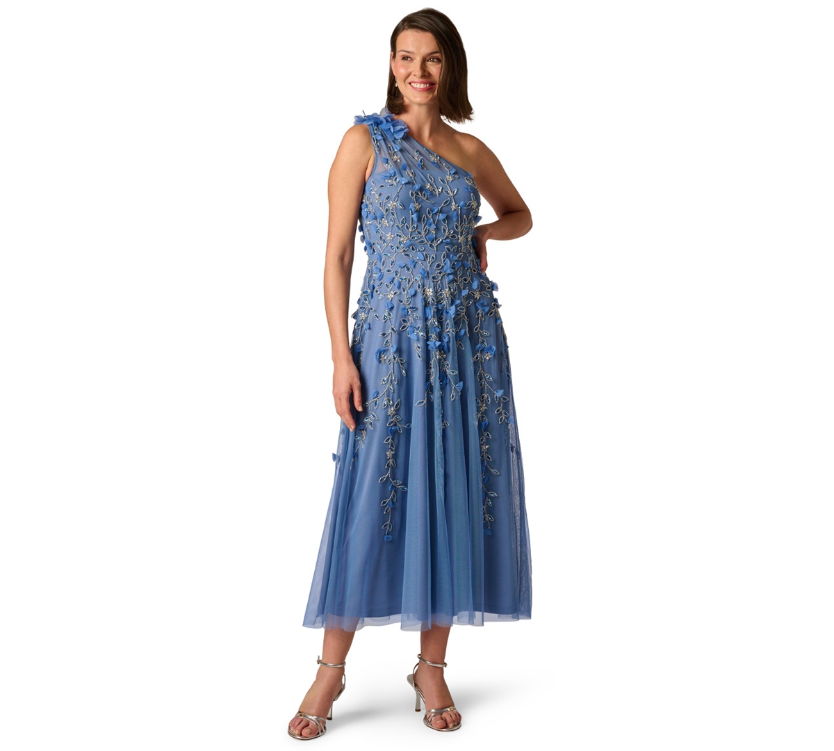 Click here for Adrianna Papell Womens One-Shoulder Beaded Ball Go... prices