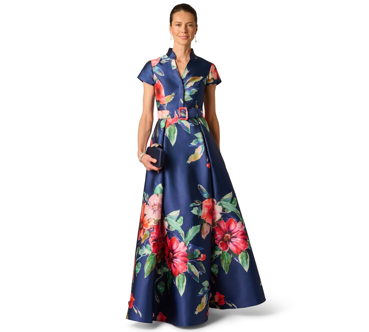 Click here for Adrianna Papell Womens V-Neck Floral Ball Gown - N... prices