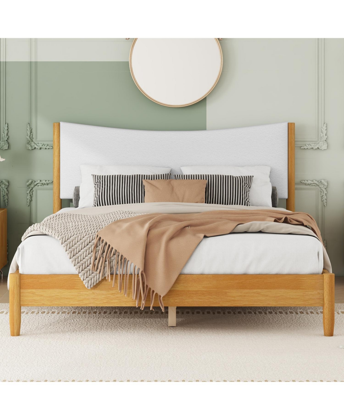 Click here for Streamdale Furniture Queen Solid Wood Bed with Vel... prices