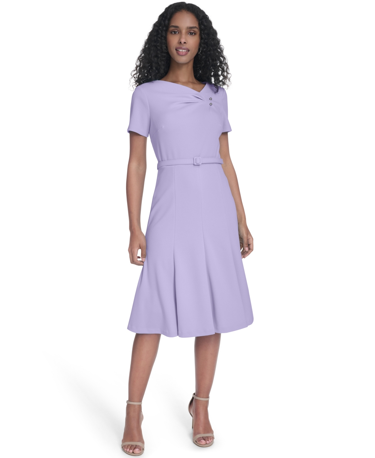 Click here for Calvin Klein Womens Square Neck Midi Dress - Opal prices